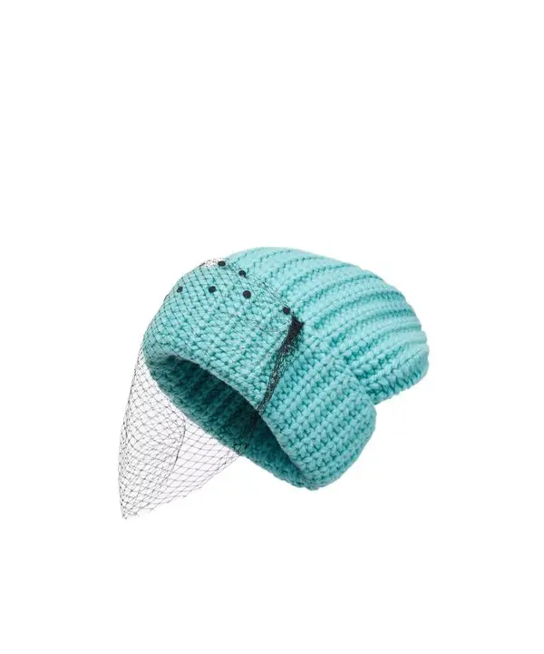 Fendi Maxi Beanie In Wool And Cashmere - Light Blue