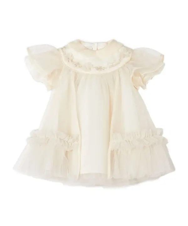 Fendi Cream Organza And Tulle Baby Dress