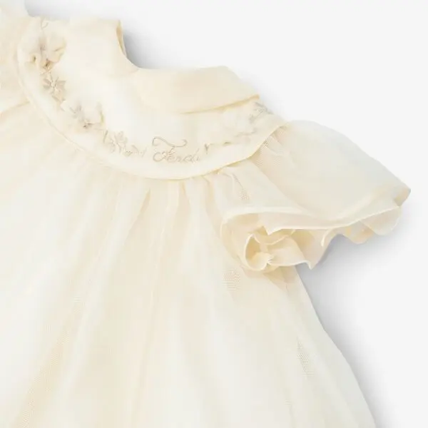 Fendi Cream Organza And Tulle Baby Dress