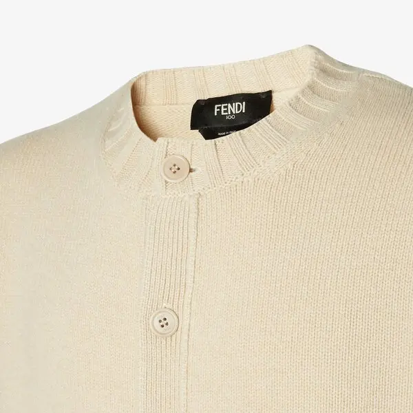 Fendi Cream Cashmere And Wool Cardigan