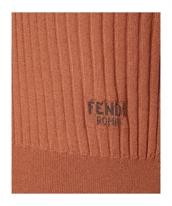 Fendi Tied-neck Knitted Polo Shirt