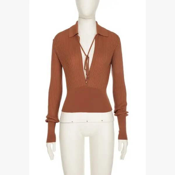 Fendi Tied-neck Knitted Polo Shirt