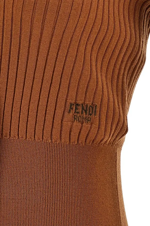 Fendi Tied-neck Knitted Polo Shirt