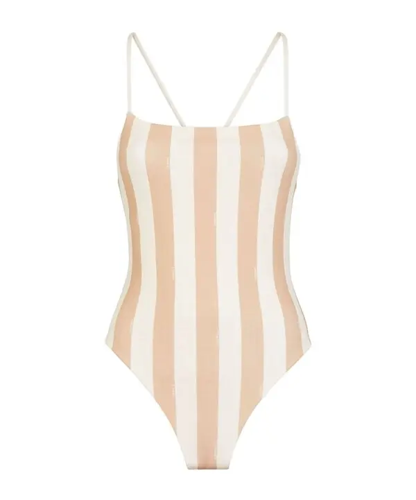 Fendi Pequin Striped One Piece Swimsuit