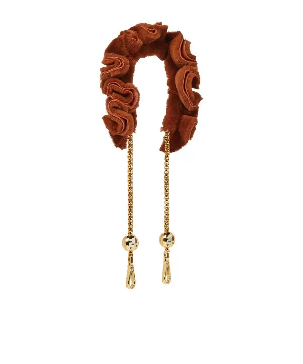 Fendi Metal And Shearling Shoulder Strap - Brown