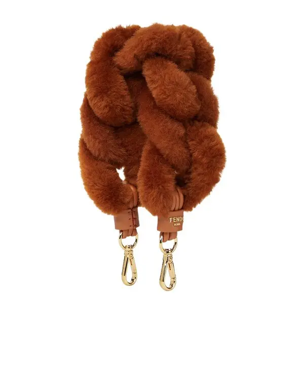 Fendi Shearling Shoulder Strap - Brown