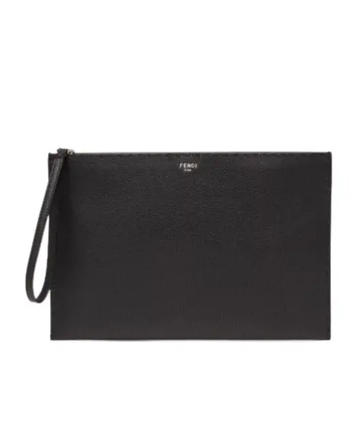 Fendi Selleria Pouch With 196 Hand-sewn Topstitches - Black