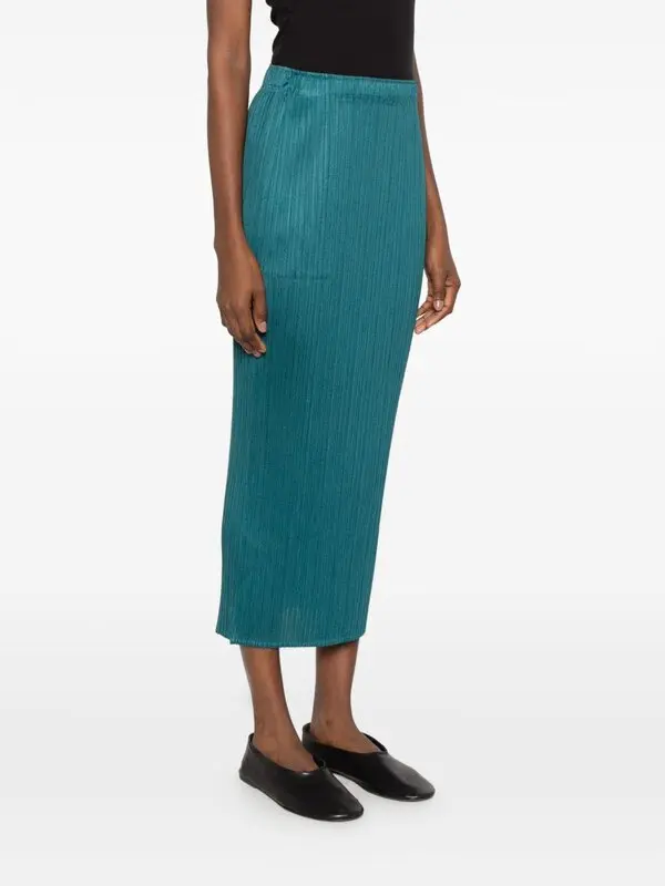 Issey Miyake Pleated Long Skirt - Blue