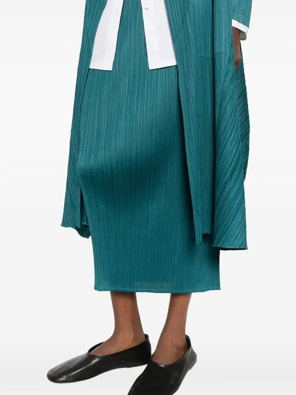 Issey Miyake Pleated Long Skirt - Blue