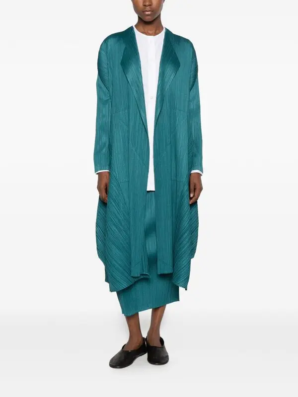 Issey Miyake Pleated Long Skirt - Blue