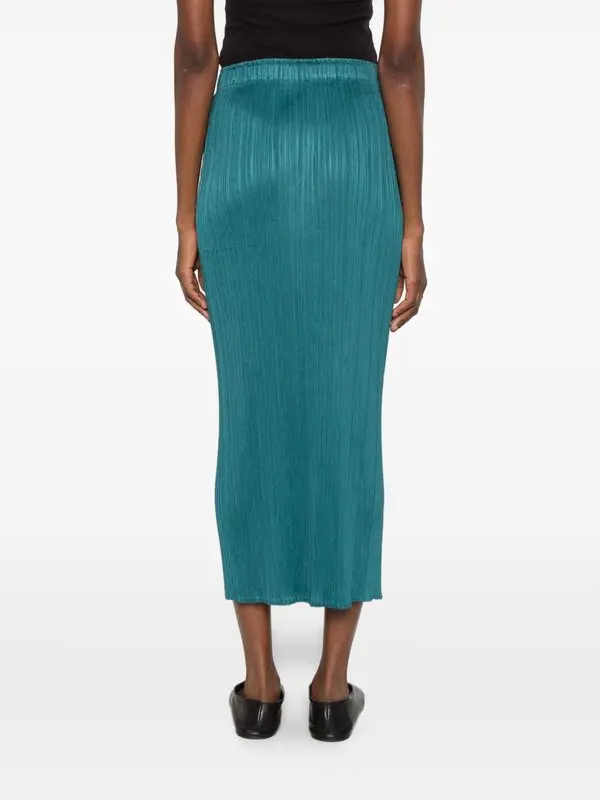 Issey Miyake Pleated Long Skirt - Blue
