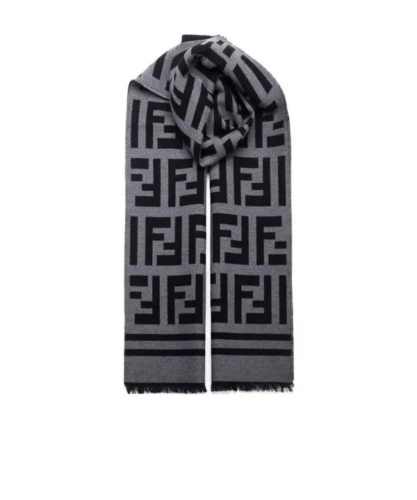 Fendi Ff Motif Frayed-edge Scarf