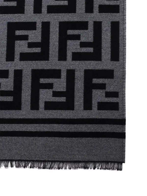 Fendi Ff Motif Frayed-edge Scarf