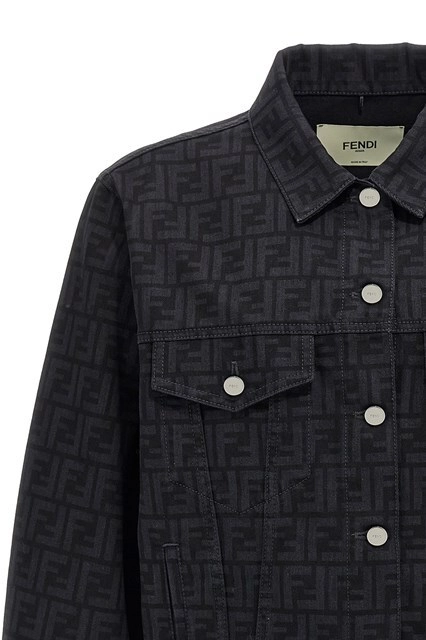 Fendi Logo Detailed Denim Jacket