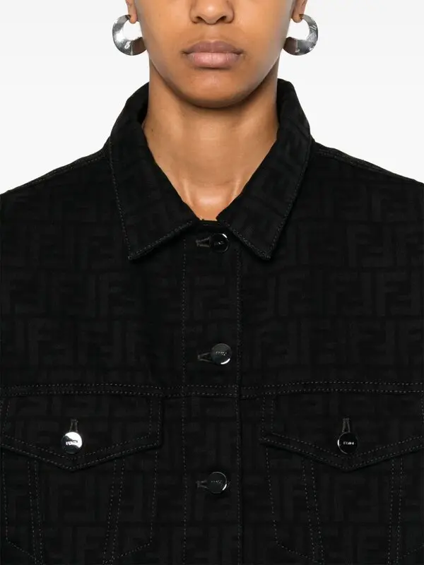 Fendi Logo Detailed Denim Jacket