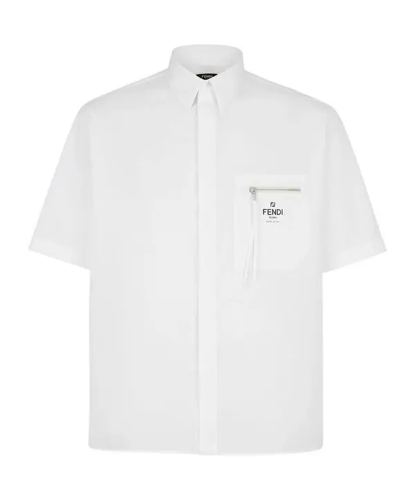 Fendi Logo Printed Short-sleeved Shirt - White