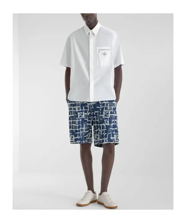 Fendi Logo Printed Short-sleeved Shirt - White