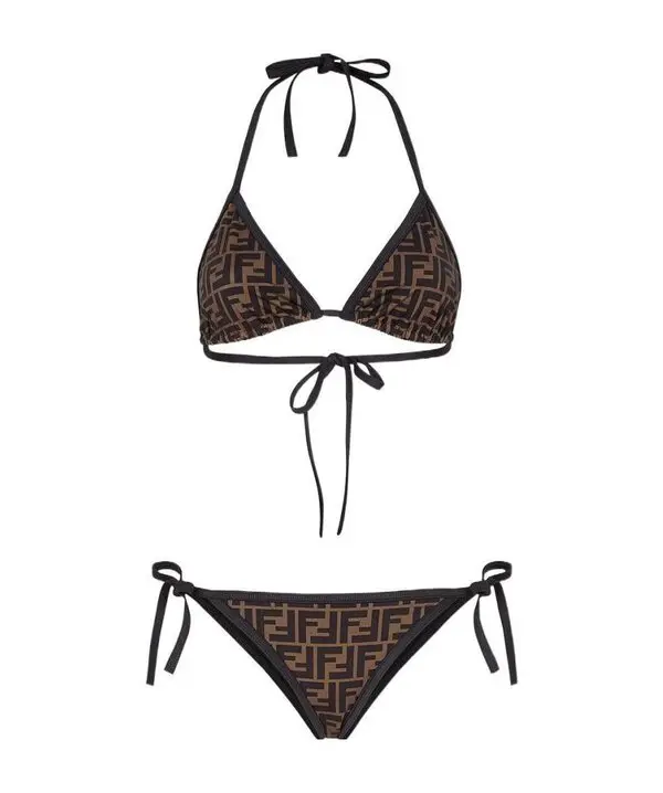 Fendi Monogram Printed Two-piece Bikini Set - Black