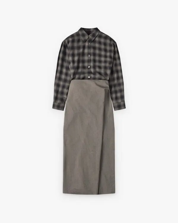 Our Legacy Twisted Check Shirt Dress - Gray