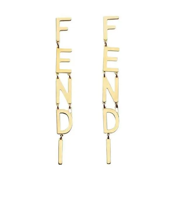 Fendi Signature Drop Earrings - Yellow