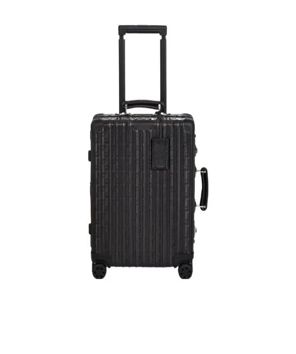 Fendi Aluminum Trolley Case With Leather Details - Black