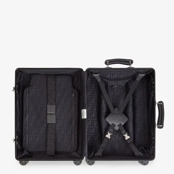 Fendi Aluminum Trolley Case With Leather Details