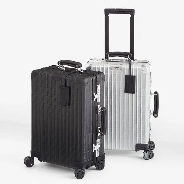 Fendi Aluminum Trolley Case With Leather Details