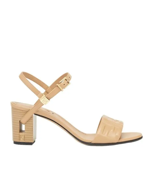 Fendi Delfina Ff Embossed Sandals - Nude