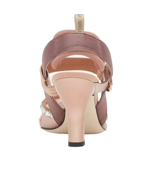 Fendi Mesh And Crystals High-heeled Slingbacks