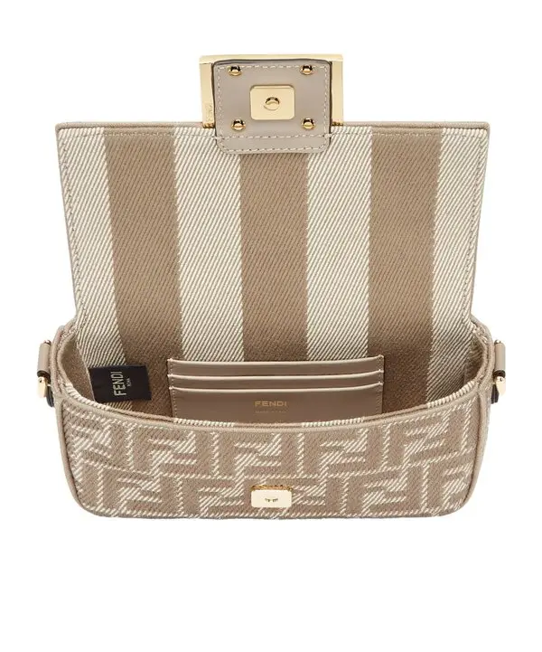 Fendi Dove Gray Denim-effect Ff Jacquard Bag