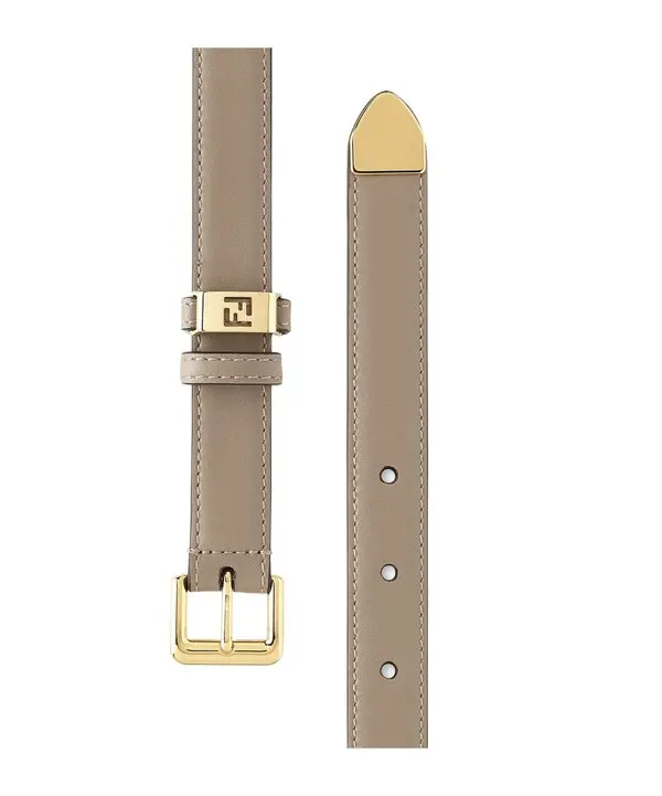 Fendi Dove Gray Leather Belt