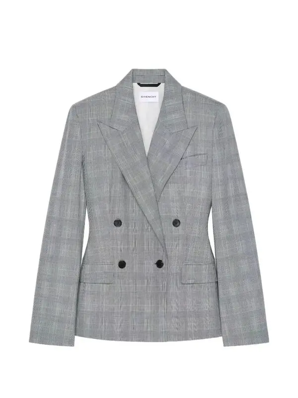 Givenchy Double-breasted Checked Jacket In Wool - Grey