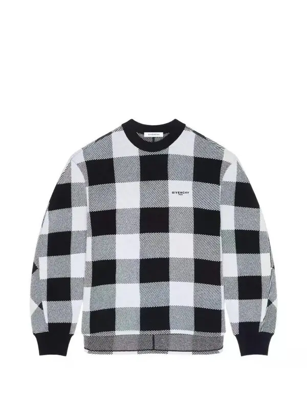 Givenchy Checked Sweater In Wool Embroidered Paris