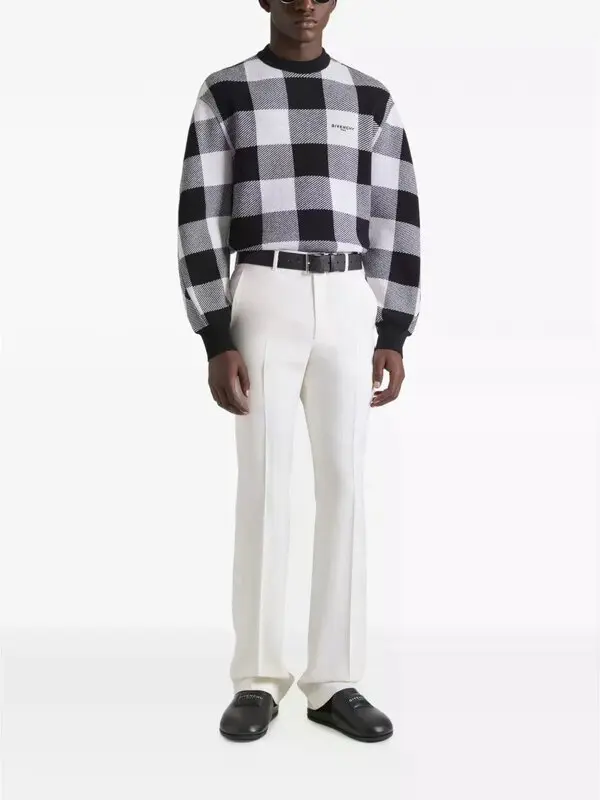 Givenchy Checked Sweater In Wool Embroidered Paris