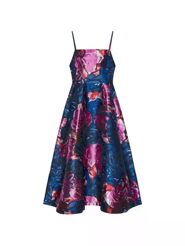 Givenchy Sliced Long Dress In Floral Jacquard - Blue