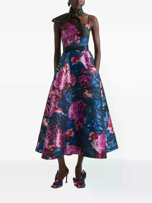 Givenchy Sliced Long Dress In Floral Jacquard