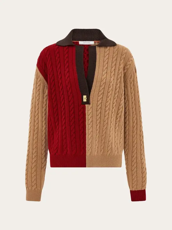 FERRAGAMO Cable Knit Sweater - Red