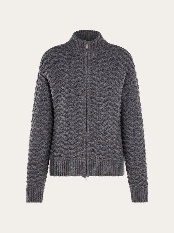 FERRAGAMO Pure Wool Zip Cardigan