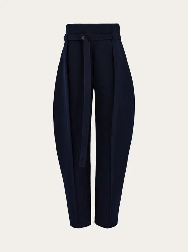 FERRAGAMO Pure Wool Barrel Leg Trouser