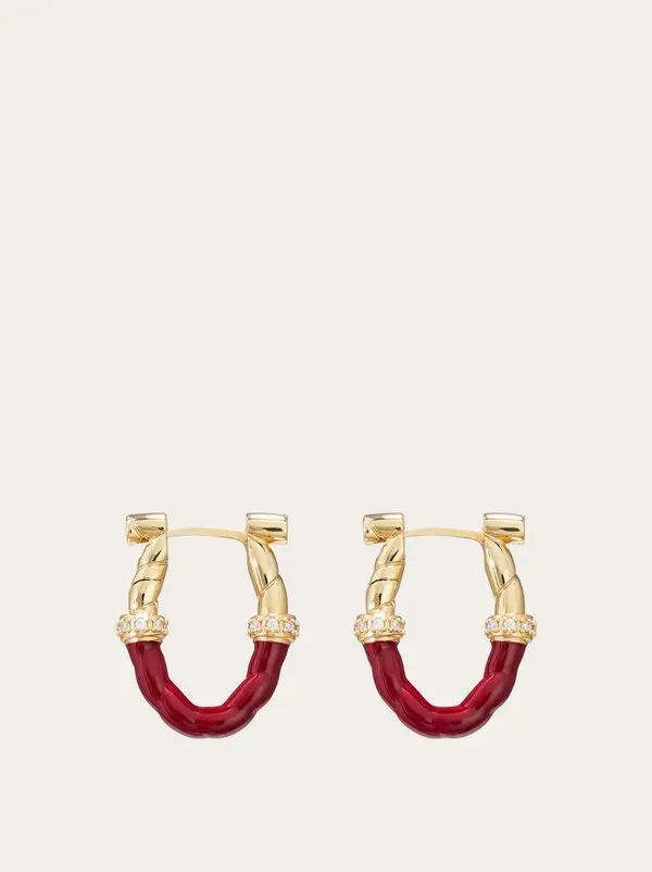 FERRAGAMO Small Lacque Hoop Earrings