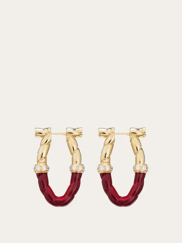 FERRAGAMO Large Lacque Hoop Earrings