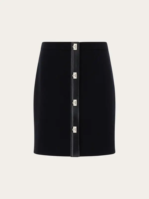 FERRAGAMO Skirt With Leather Trims And Gancini Buckles