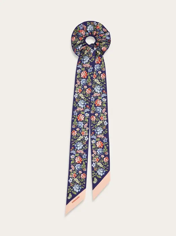 FERRAGAMO Ramages Print Silk Scrunchie With Mini Bandeau - Blue