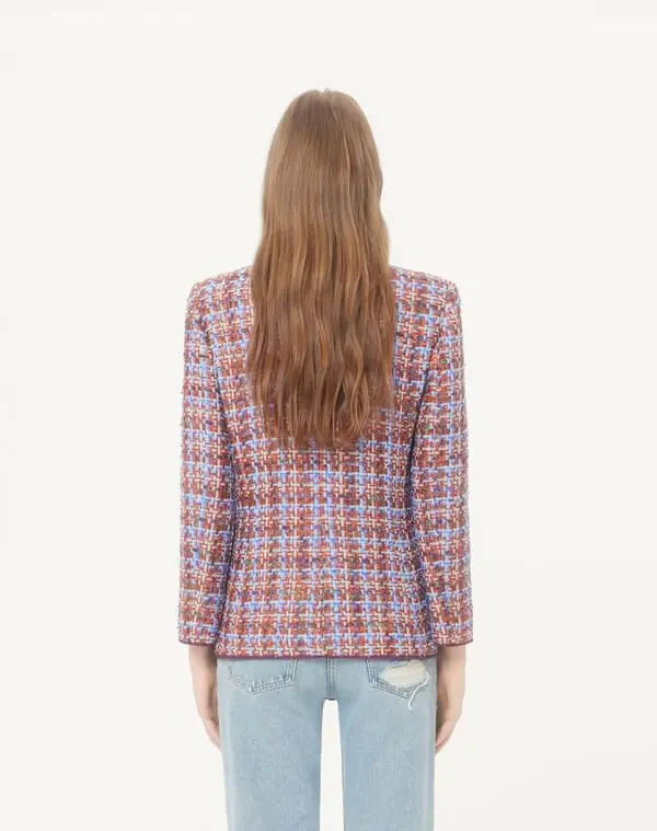 Valentino Garavani Double-breasted Jacket In Frayed Tweed
