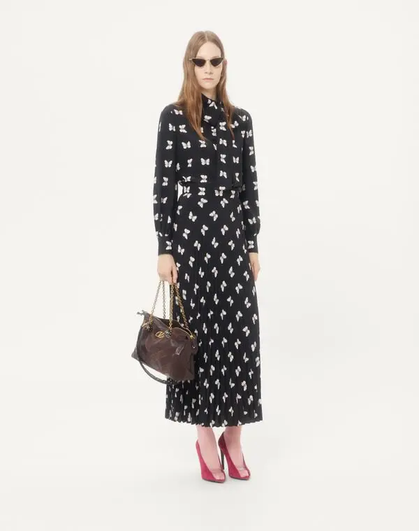 Valentino Garavani Shirt In Butterflow Print Crepe De Chine