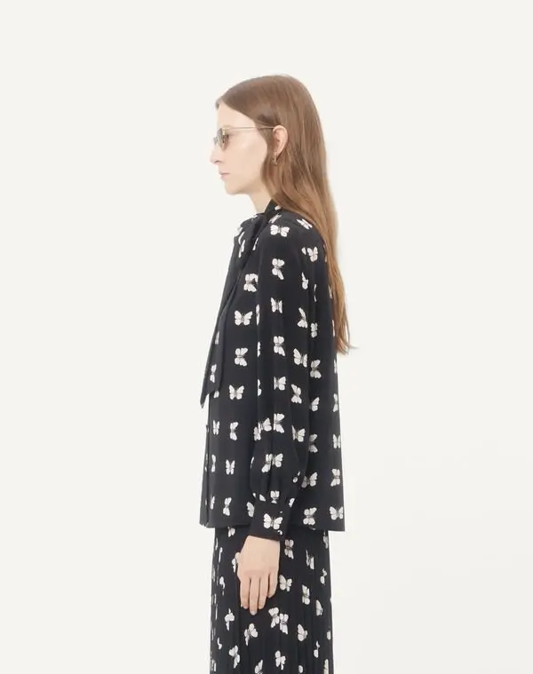 Valentino Garavani Shirt In Butterflow Print Crepe De Chine