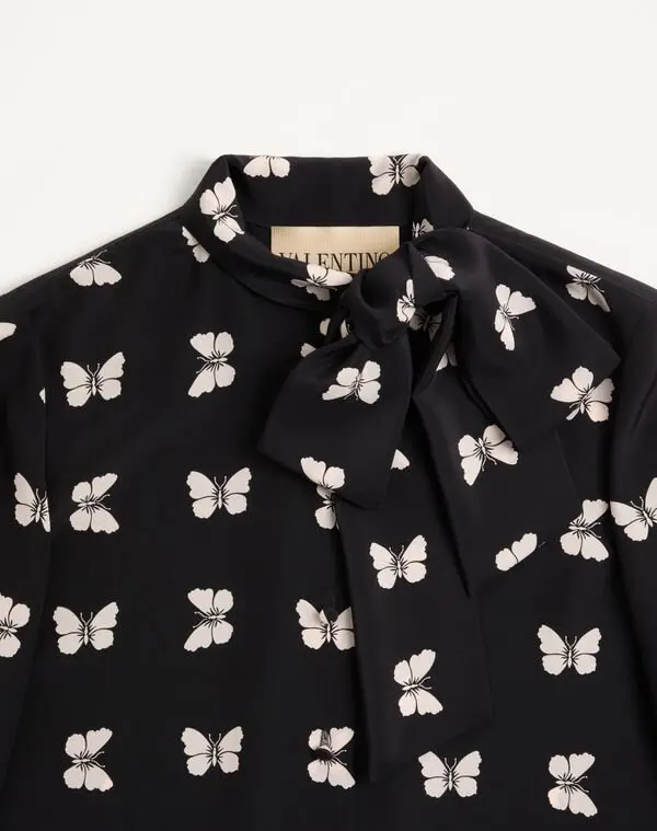 Valentino Garavani Shirt In Butterflow Print Crepe De Chine