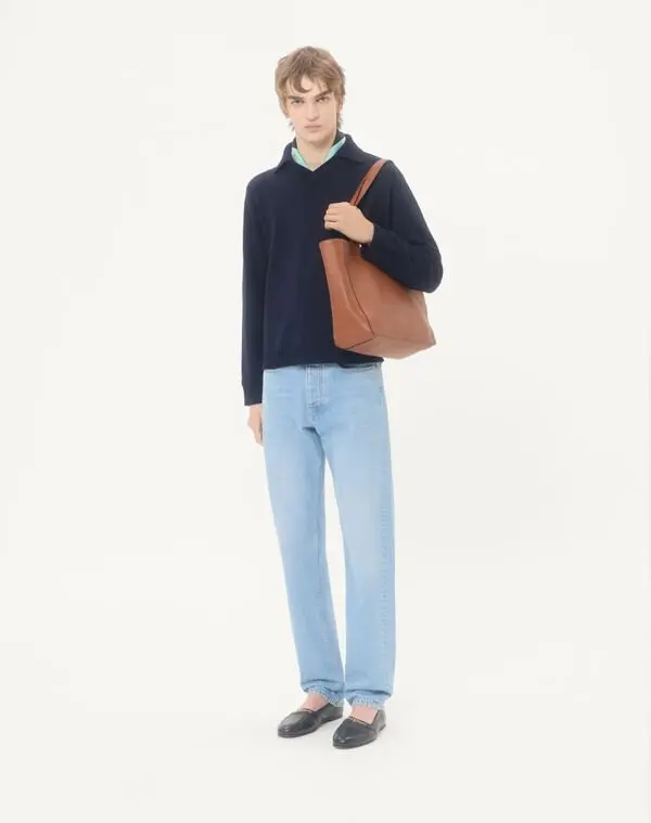 Valentino Garavani Wool Jumper With Vlogo Signature Patch And Polo Collar