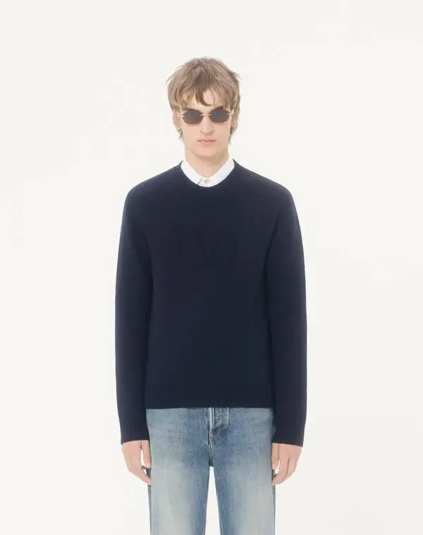 Valentino Garavani Wool Jumper With Tone-on-tone Vlogo Signature Embroidery