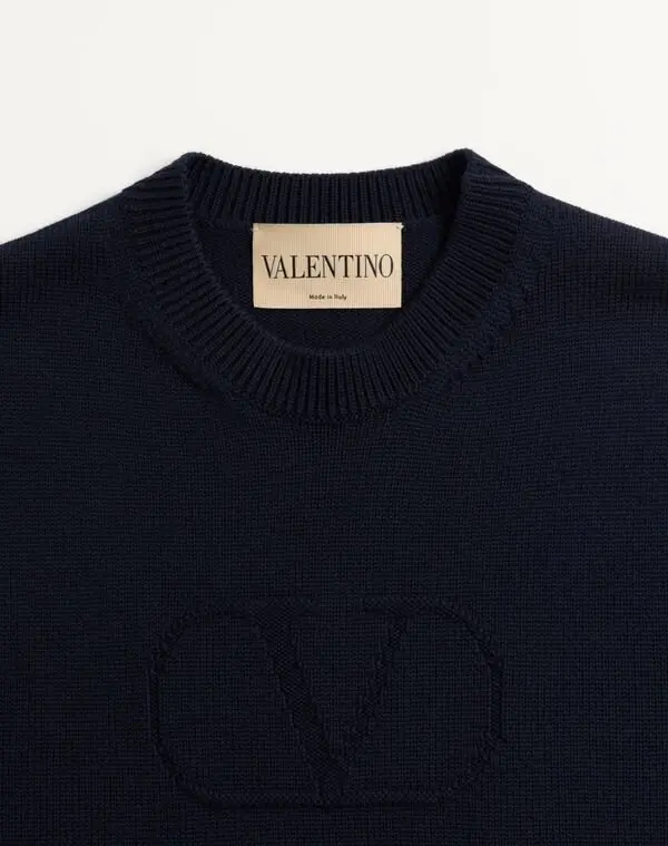 Valentino Garavani Wool Jumper With Tone-on-tone Vlogo Signature Embroidery